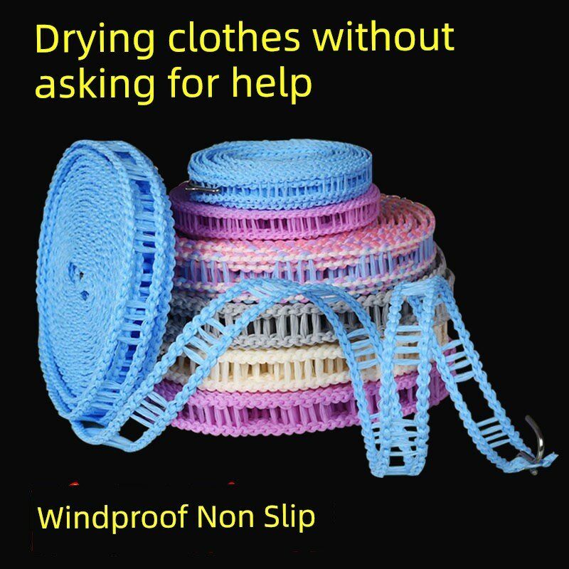 Толстый стиральный шнур: 10м x 2 отрезка с двойными крючками, надежное решение для сушки одежды и постельного белья