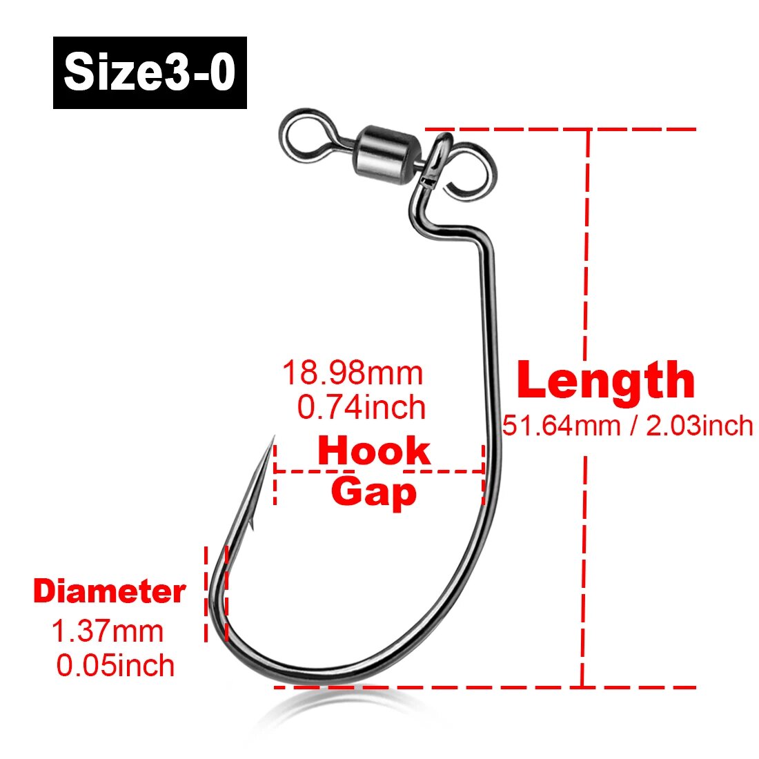 Рыболовные крючки FishTrip Drop Shot Size3-0, 10pcs