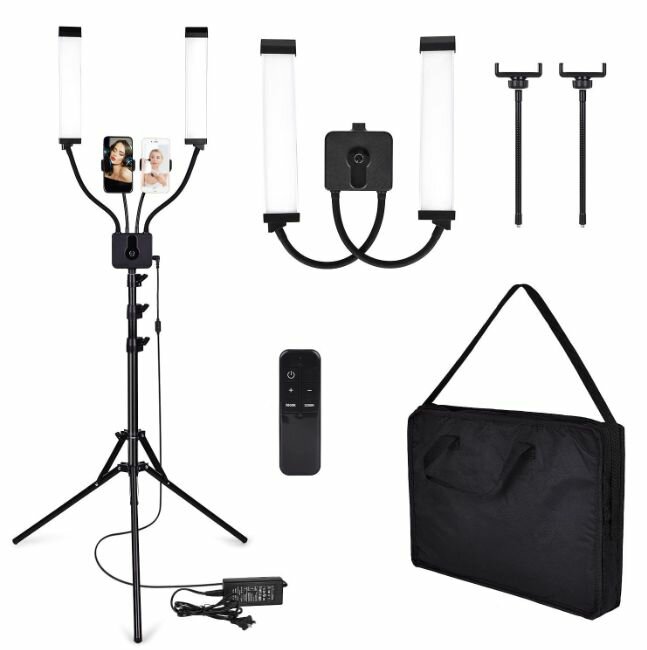 Гибкий 2-х плечевой светодиодный видеосвет заполняющий свет для фотосъемки 3200K-5600K с регулировкой яркости