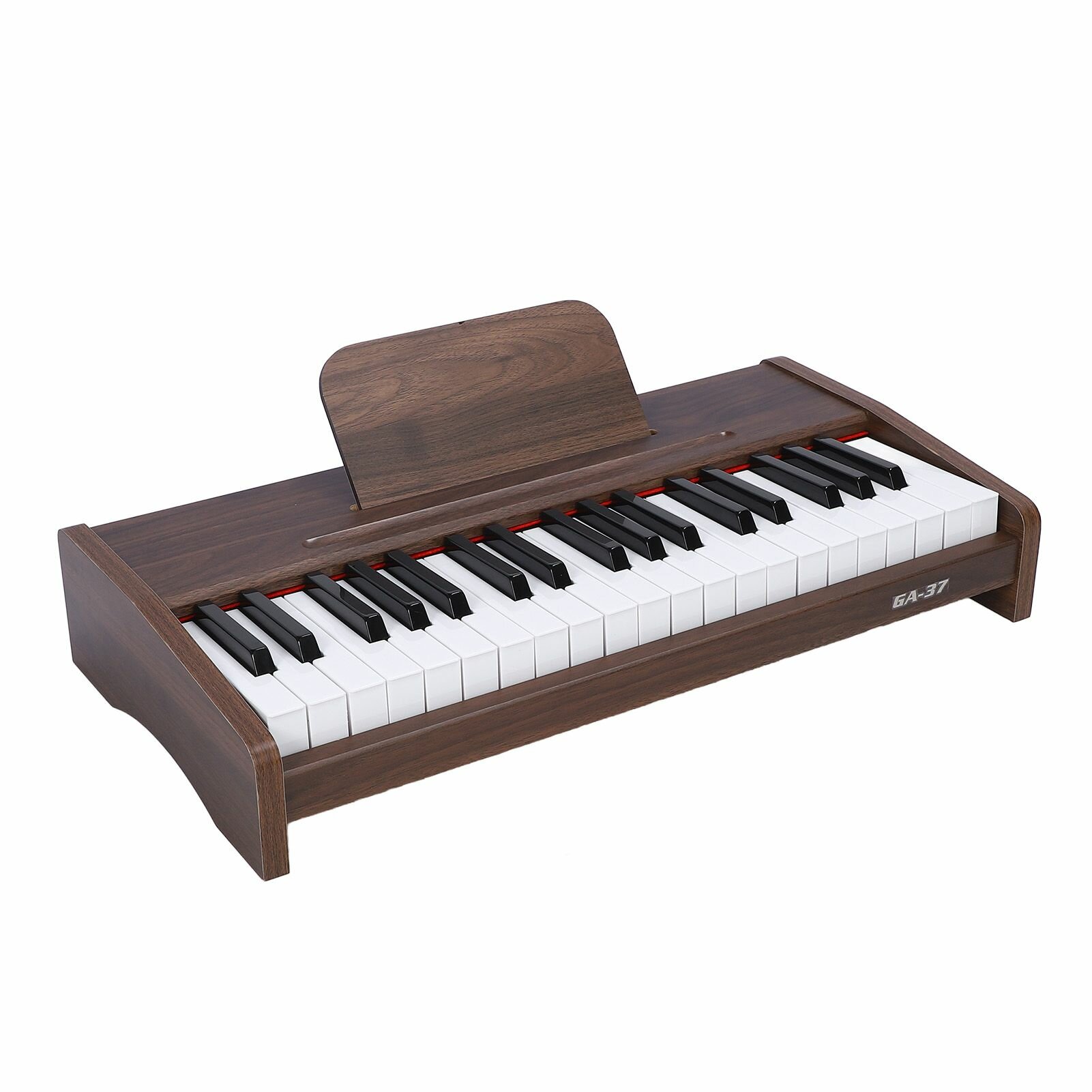 Портативный электронный пианино с 37 клавишами, деревянная текстура, компактный размер, 2.2 см клавиши для начинающих музыкантов