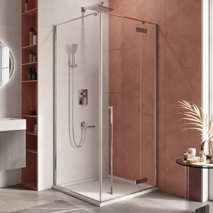 Душевой уголок Cezares Liner A-1 R 90х90 см, профиль хром, стекло прозрачное
