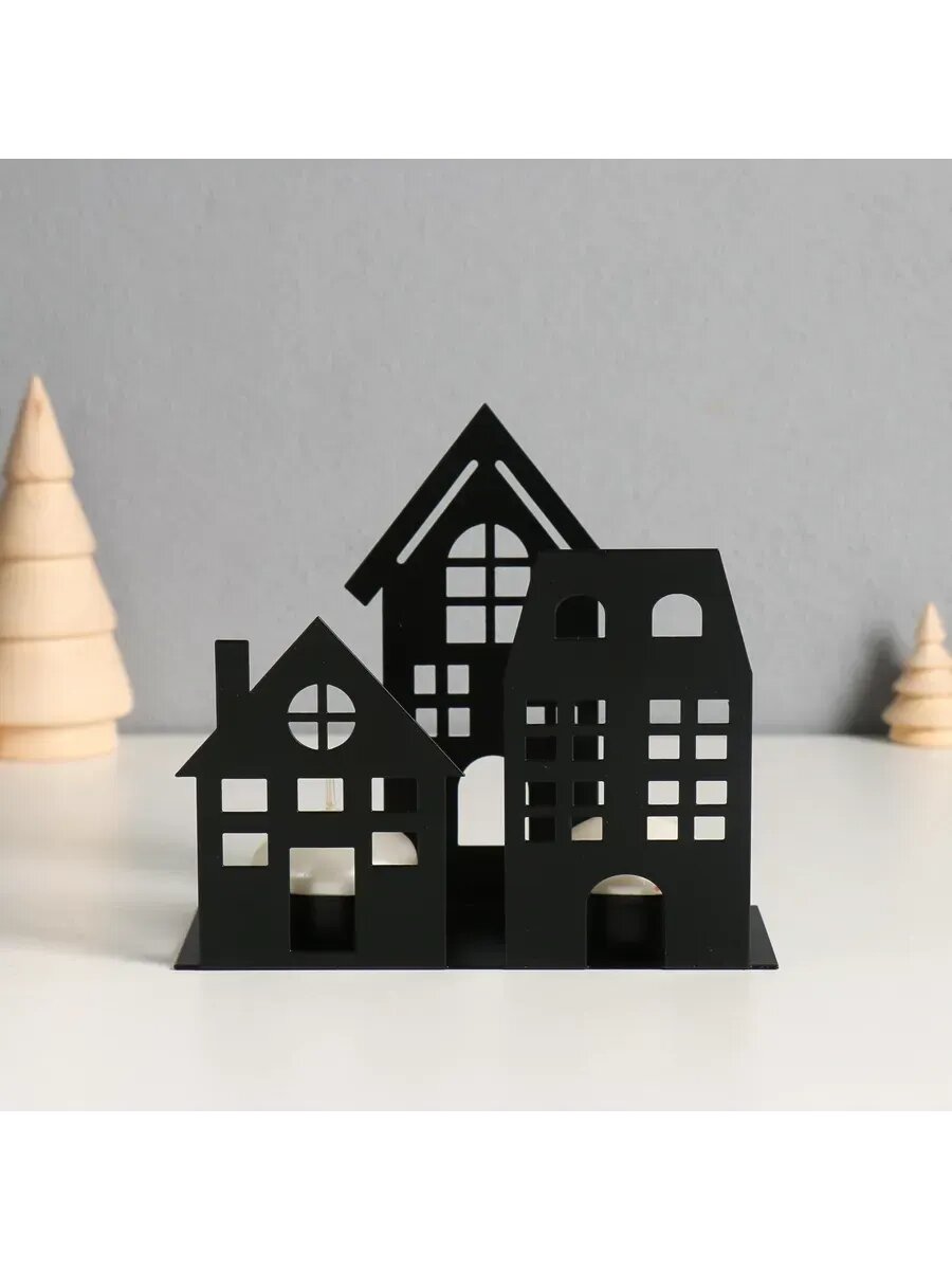 Подсвечник для свечи Домик металлический декоративный