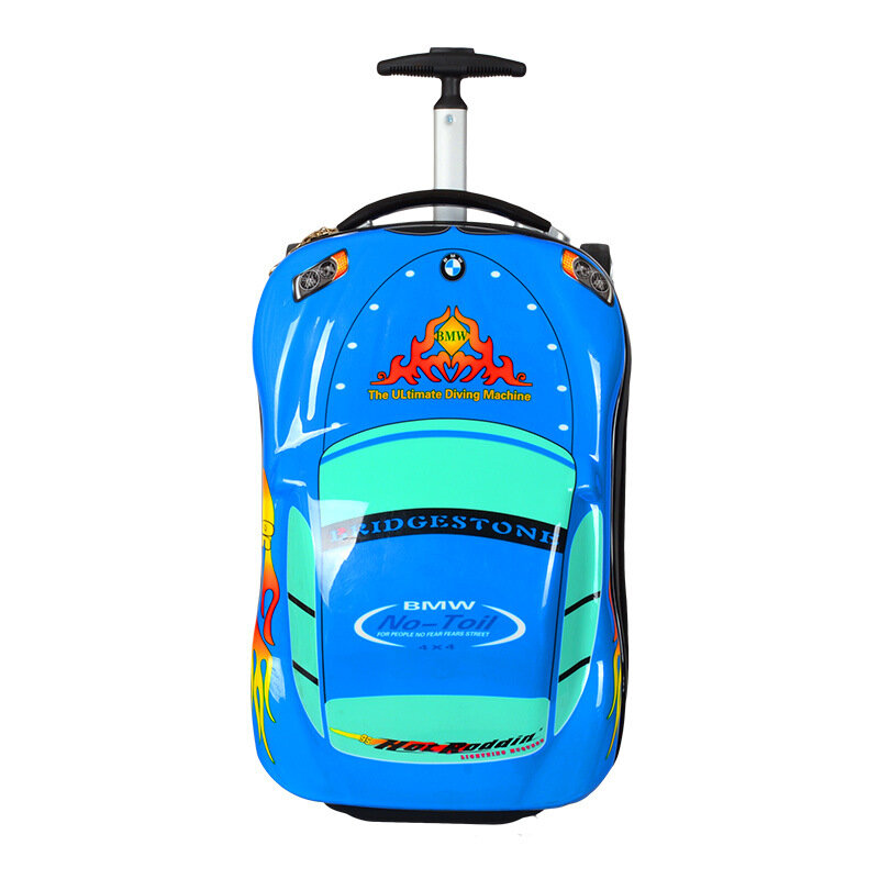 Детский чемодан на колесиках 18-дюймовый мультяшный чемодан Мужской и женский детский автомобиль Багаж может сидеть верхом Чемодан на колесиках