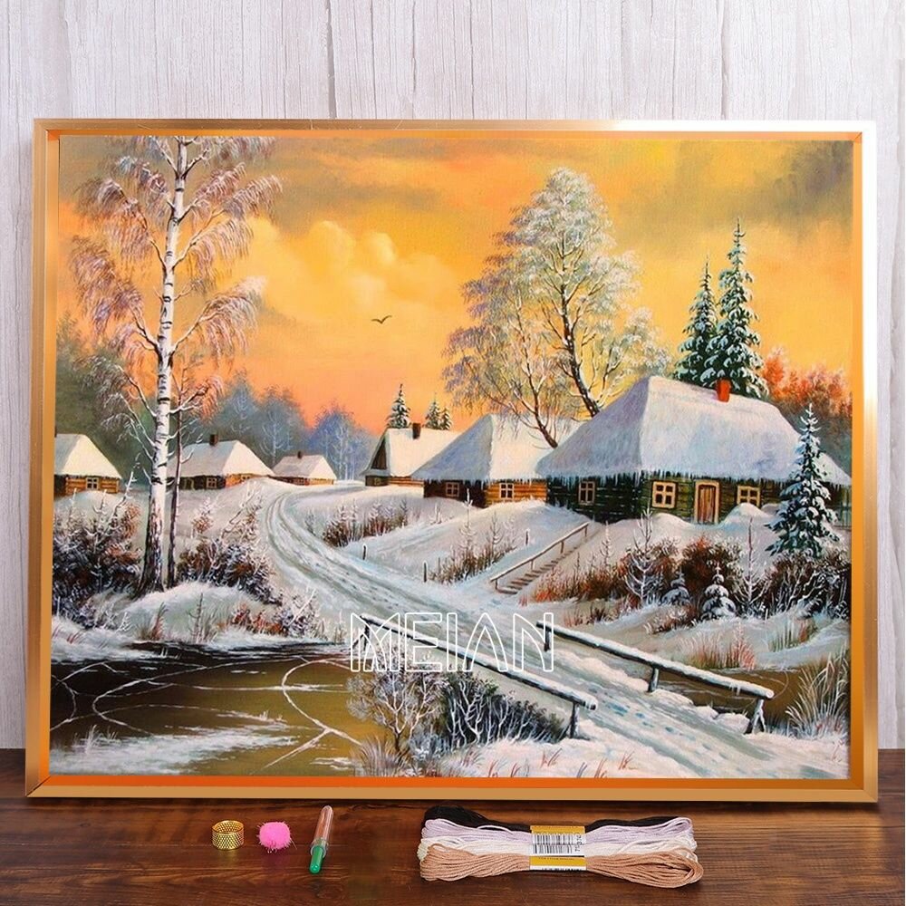 Эксклюзивный набор MEIAN для вышивки 14CT 40 цветов 30x40 см Рождество