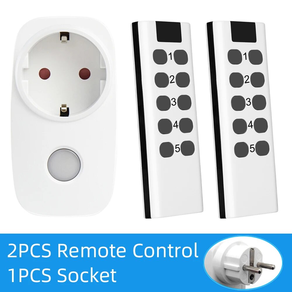 Умный выключатель розетки 433МГц 16А 220В 2 Remote 1 Socket