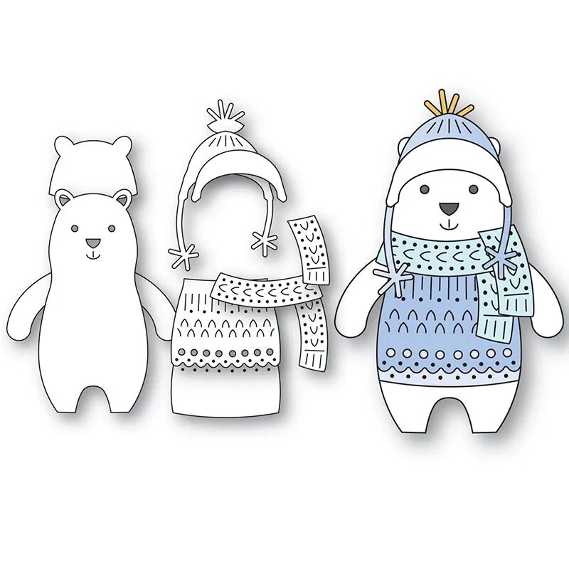 Металлические трафареты для резки Новый белый медведь