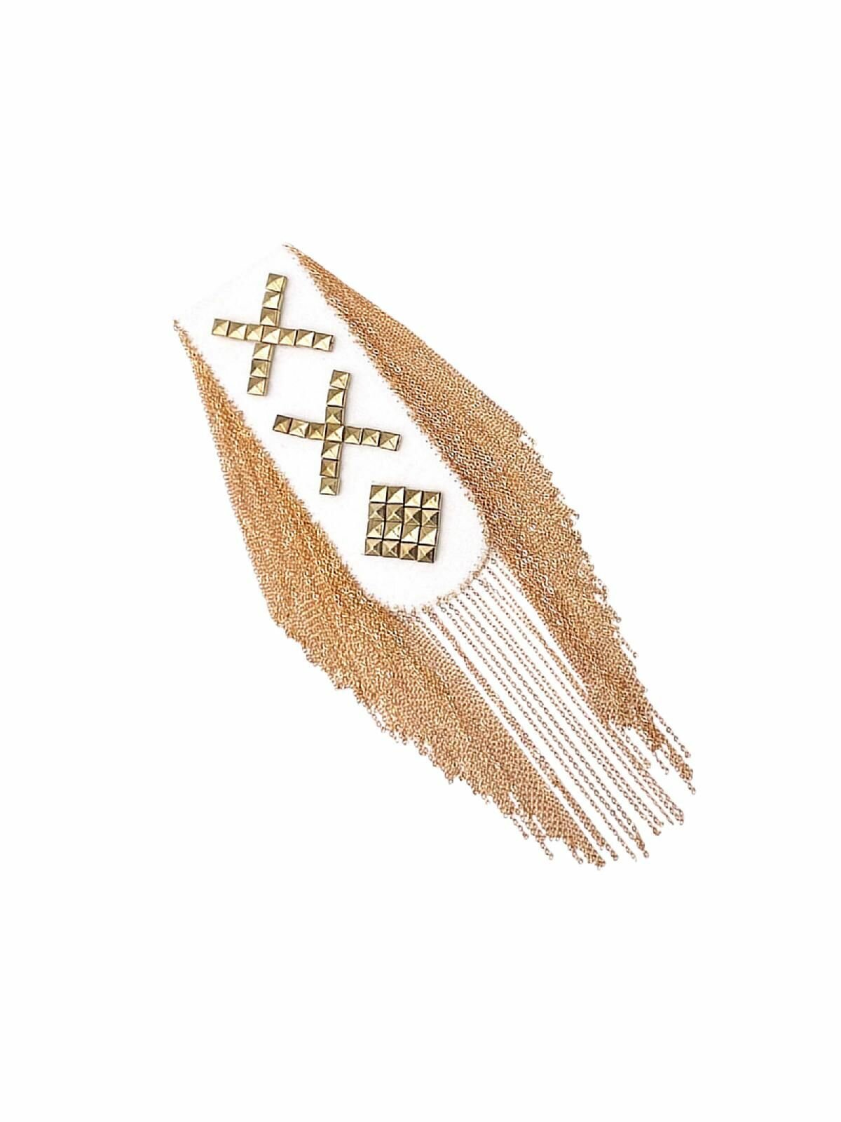 Многофункциональные погоны с цепочками и золотыми заклепками для различных мероприятий, Белый - 1 штука