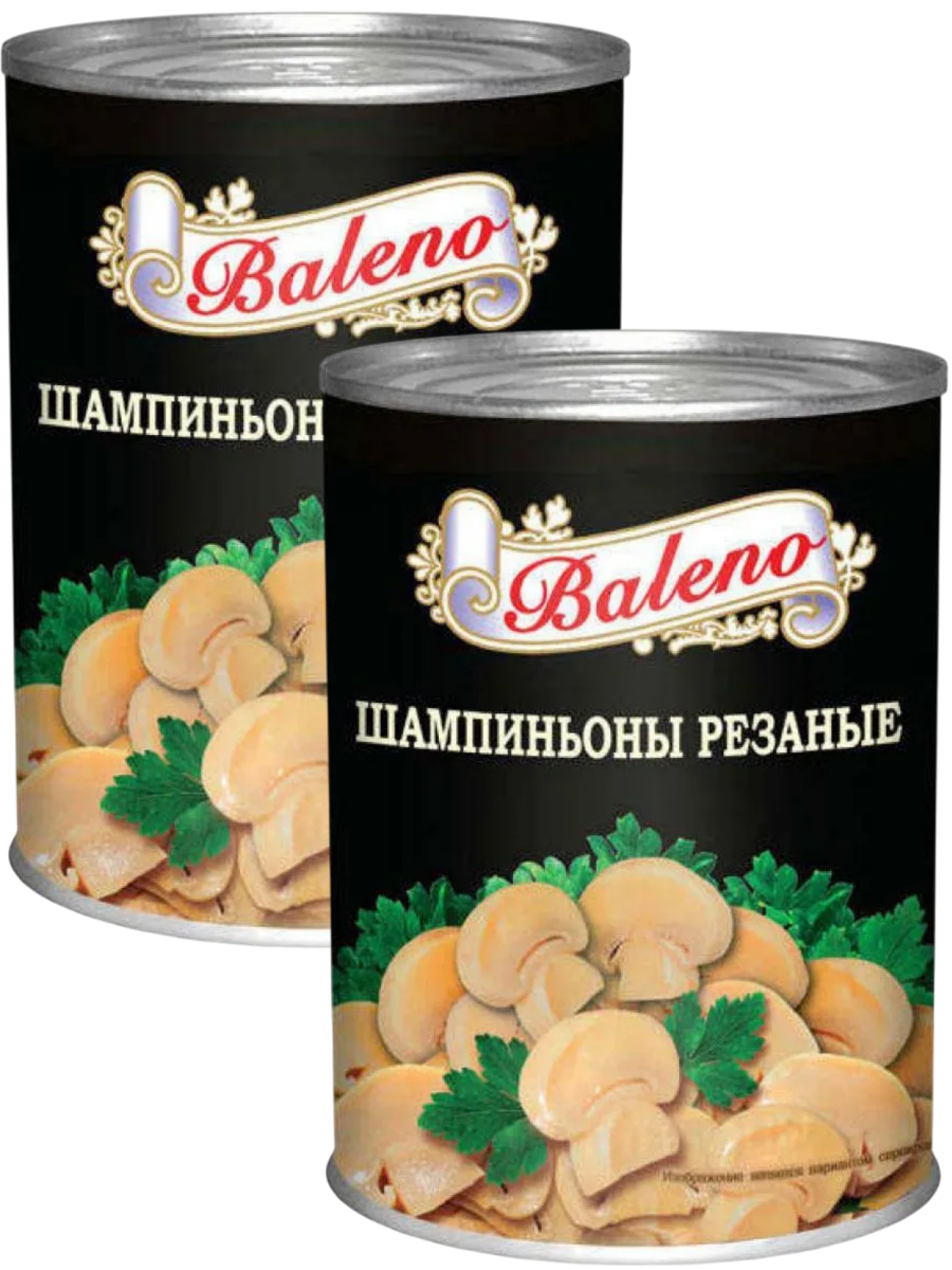 Шампиньоны Baleno резаные, 425 мл x 2 шт
