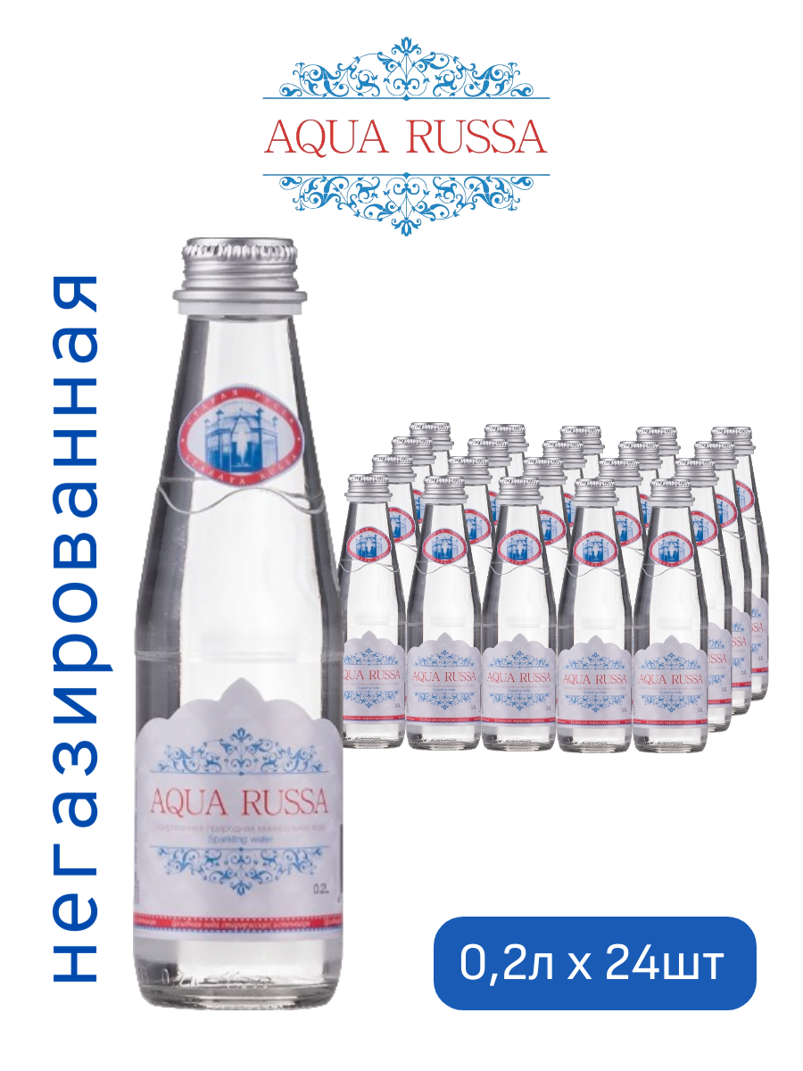 Aqua Russa 0,2л.*24шт. Негаз Стекло Aqua Russa Вода минеральная Россия