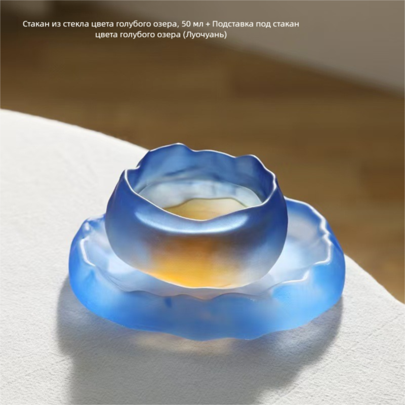 Чашка для чая "Первый снег", японский стиль, хрусталь, ручная выдувка