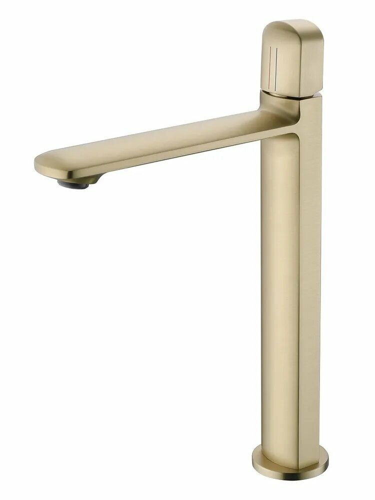 Смеситель для раковины, смешивание горячей и холодной воды, установленный на палубе, латунь, одинарная ручка, матовое золото,1 отверстие, ZQ-052GJ