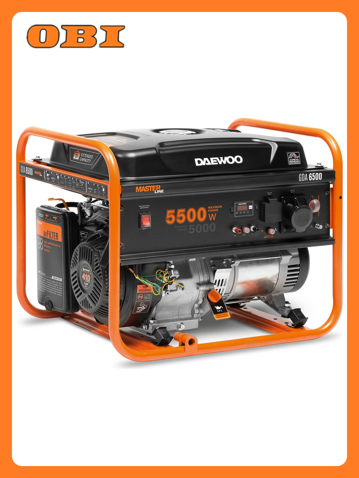 Бензиновый генератор DAEWOO GDA 6500 220B 5,5 кВт 30 л