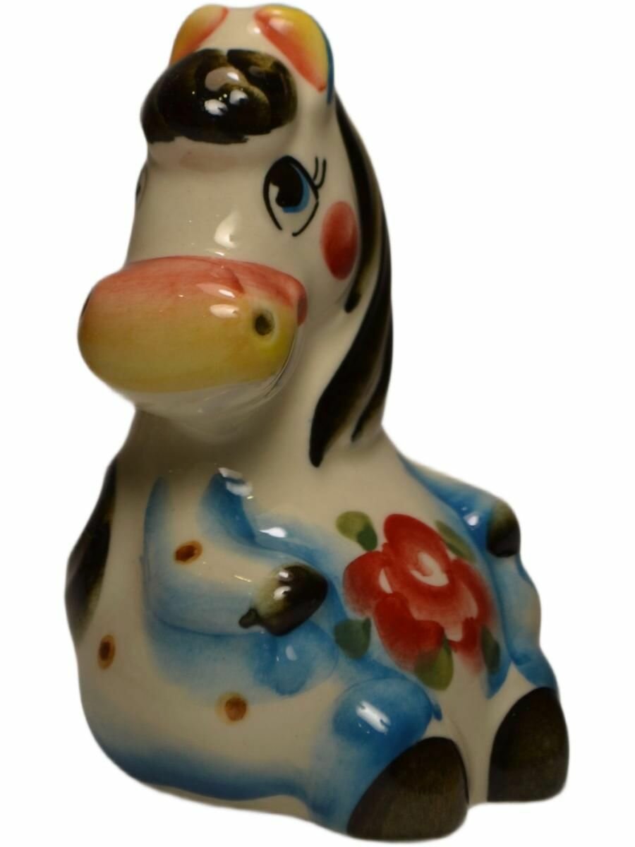 Гжель фигурка Лошадки цветная