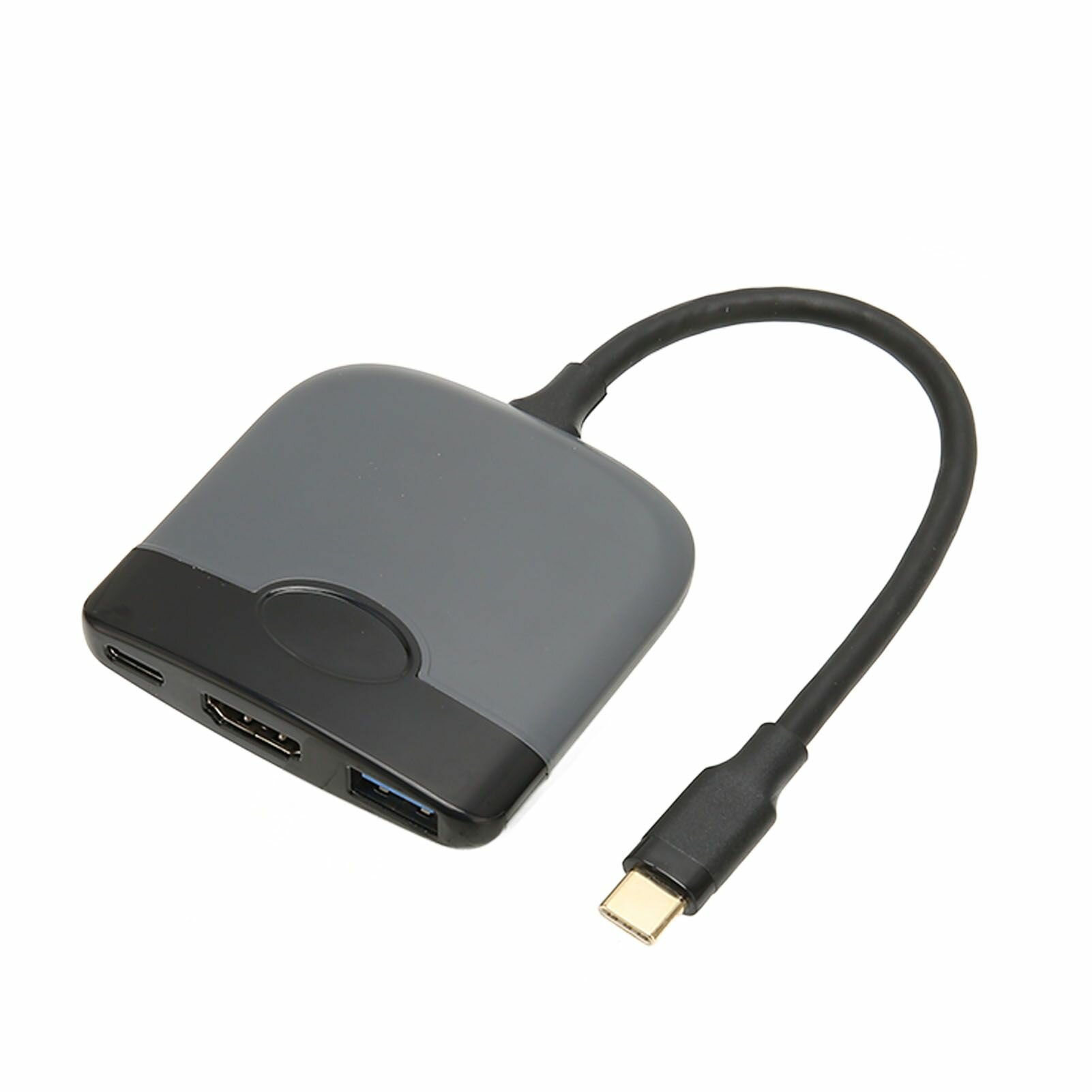 Адаптер мультимедийного интерфейса 3 в 1 USB C HD Многопортовый адаптер USB C USB C USB3.0, совместимый с устройствами типа C Серый Черный