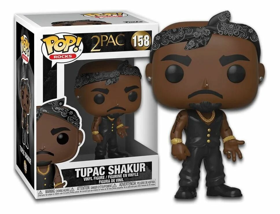Фигурка POP! Rocks 2PAC Tupac Vest w/Bandana (158) 45432 / Фигурка Фанко ПОП! в виде известного музыканта, Тупак Шакур статуэтка 10CM