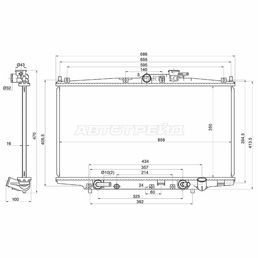 Радиатор Honda Accord 97-03 / Honda Accord 98-02 от официального дистрибьютора, SAT, артикул ST100049
