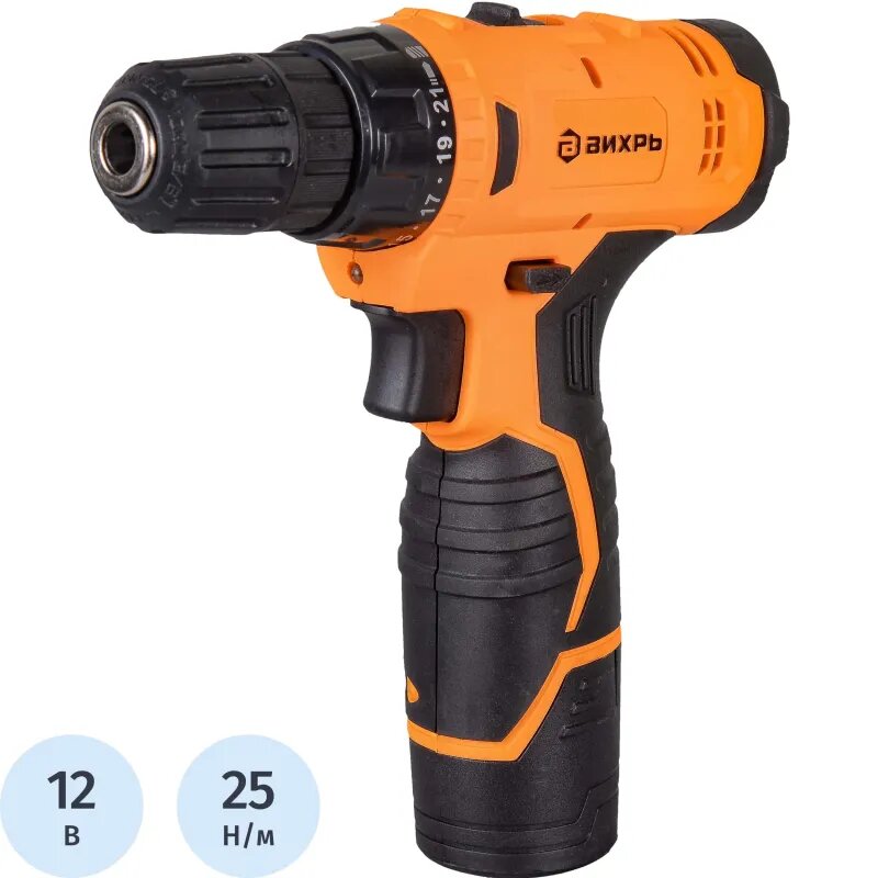 Дрель-шуруповерт аккумуляторная вихрь ДА-12Л-2КА 1.5 А/ч (72/14/26)