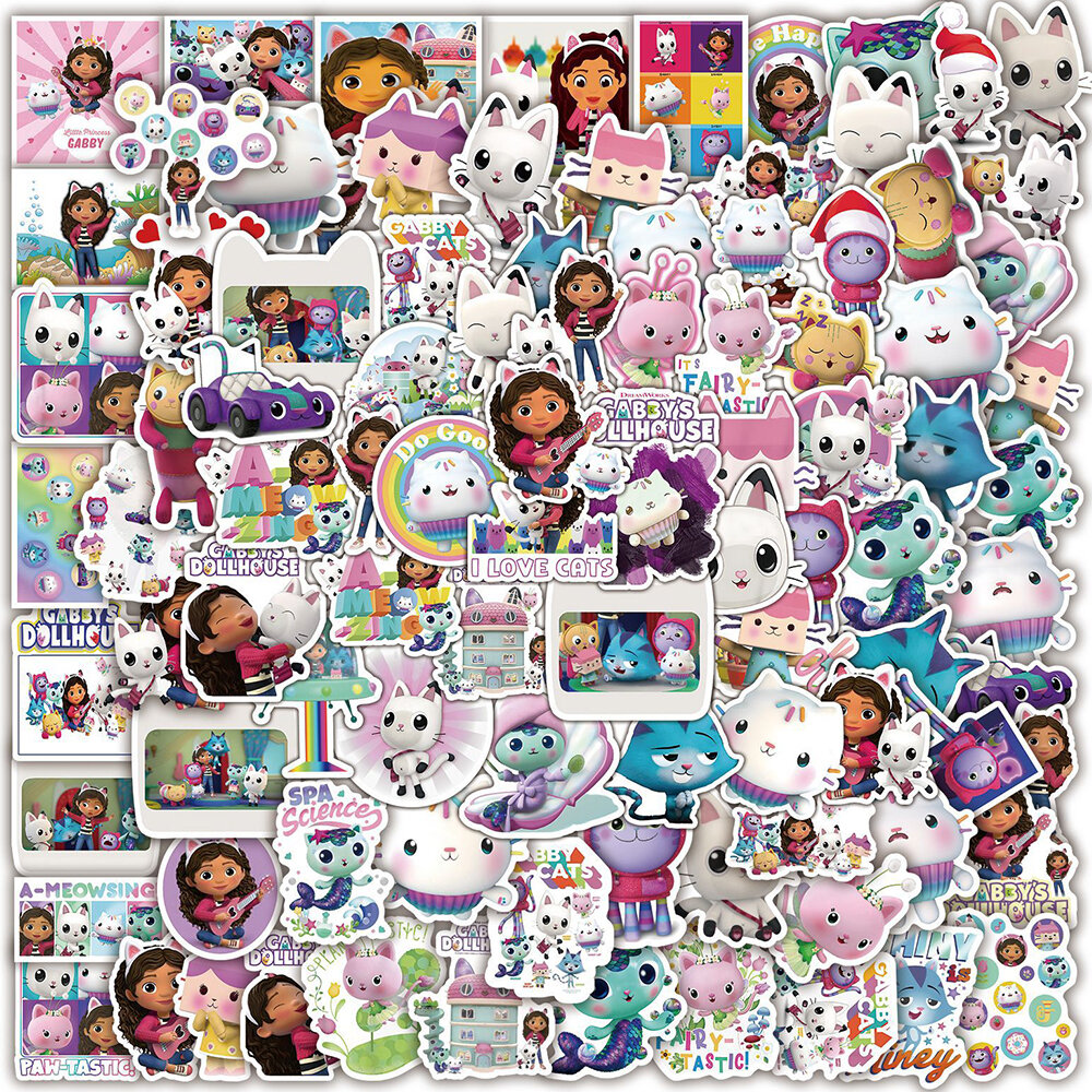 100x Кукольный Домик Габби Милая Водонепроницаемая Наклейка Для Ноутбука Бутылка Воды Скейтборд