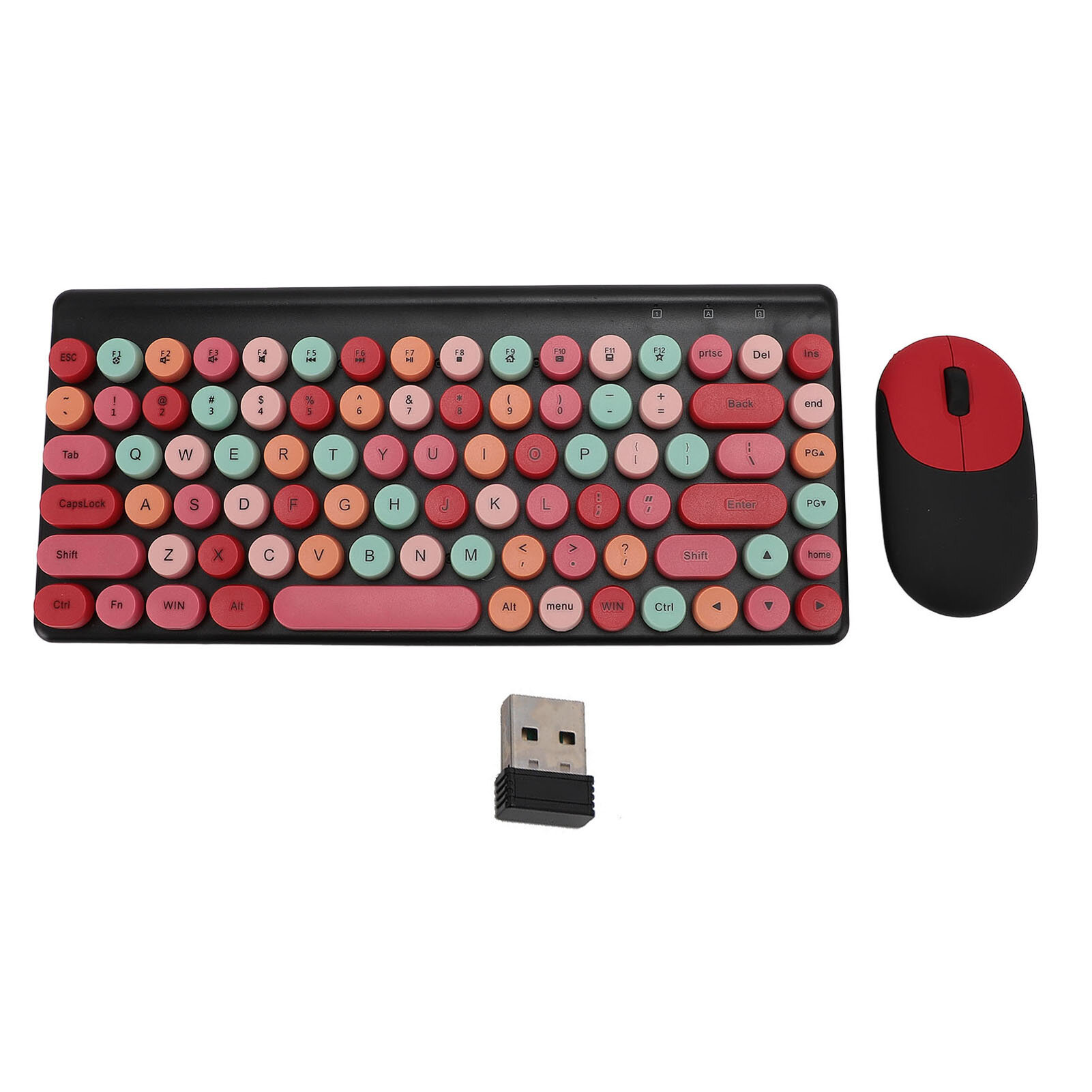 Беспроводная клавишная мышь комбо 86 клавиш с USB -ресивером Gaming Mixed Color Retro Plug и Play для OS X PC Laptop Red