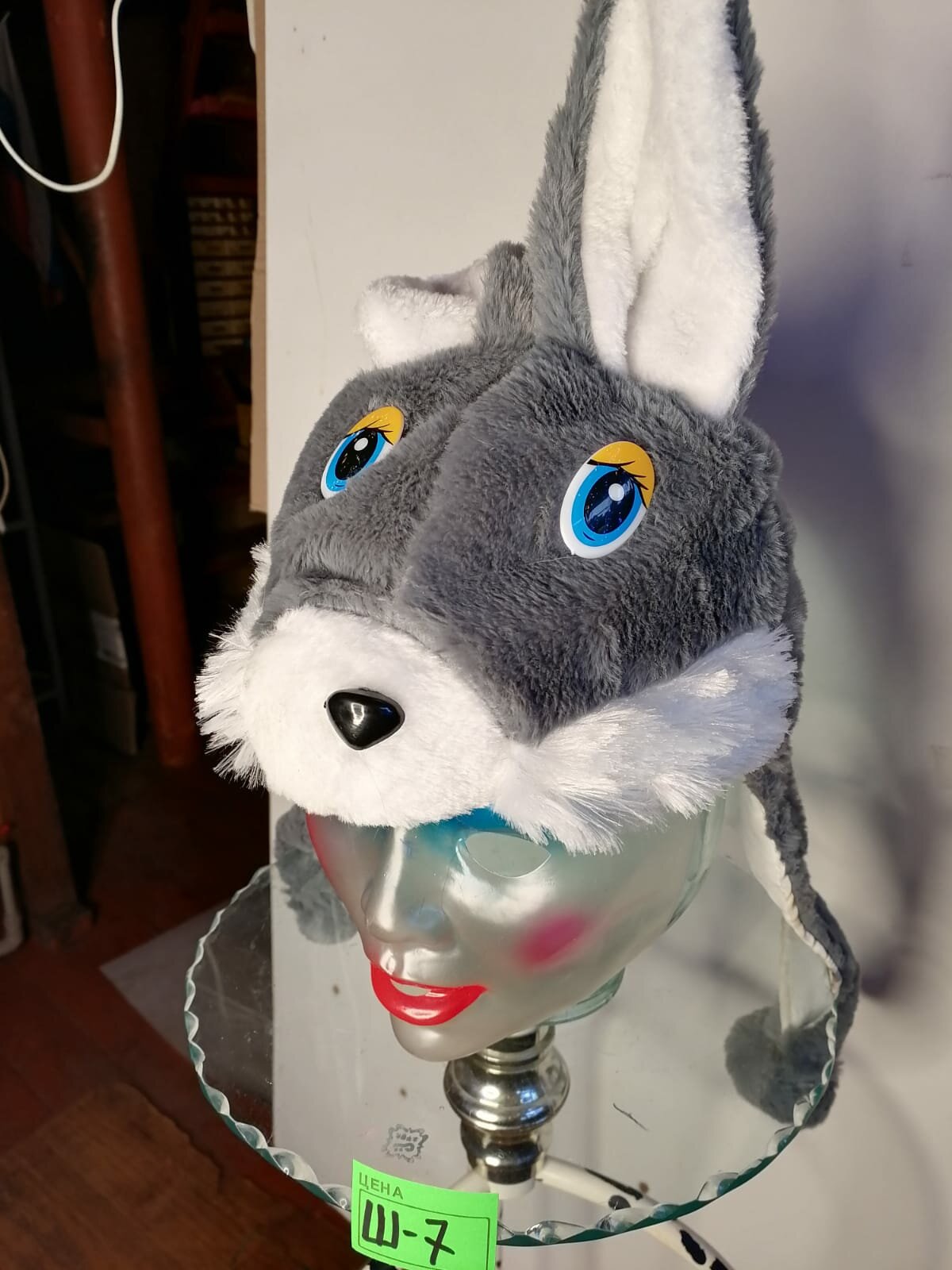 Карнавальная шапка зайчика серая