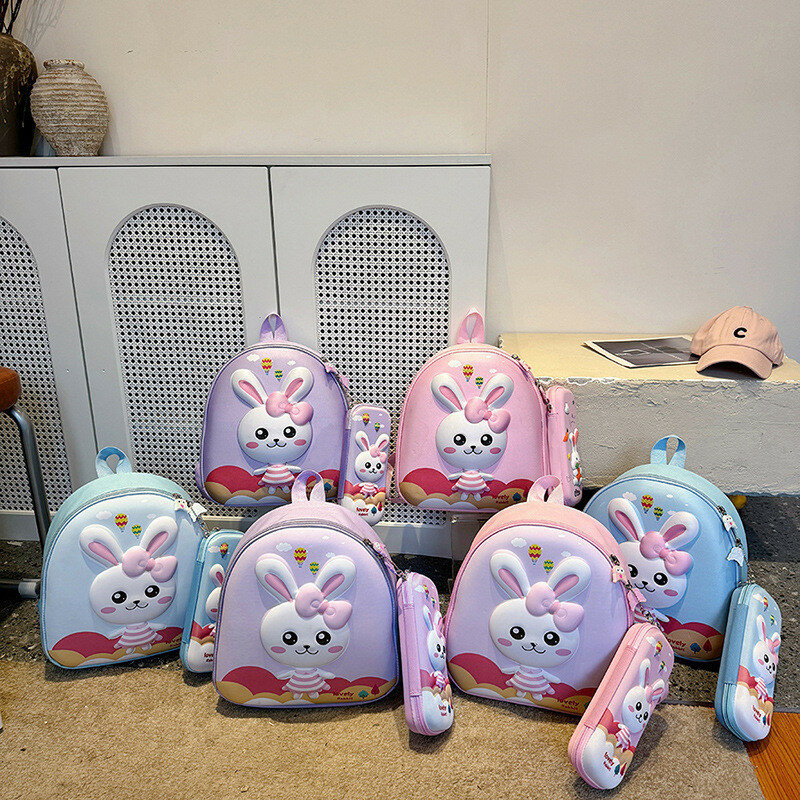 Рюкзак детский stylish and fun new kids backpack с милым дизайном кролика и аксессуарами, pu, розовый, с чехлом