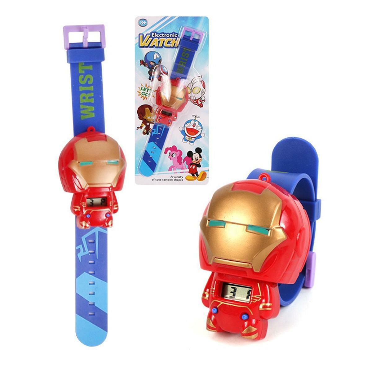 Marvel Аниме Фигурка Kawaii Человек-паук Детские часы Халк Железный человек Мультфильм Фигурка Мальчик Дети Игрушки Пода