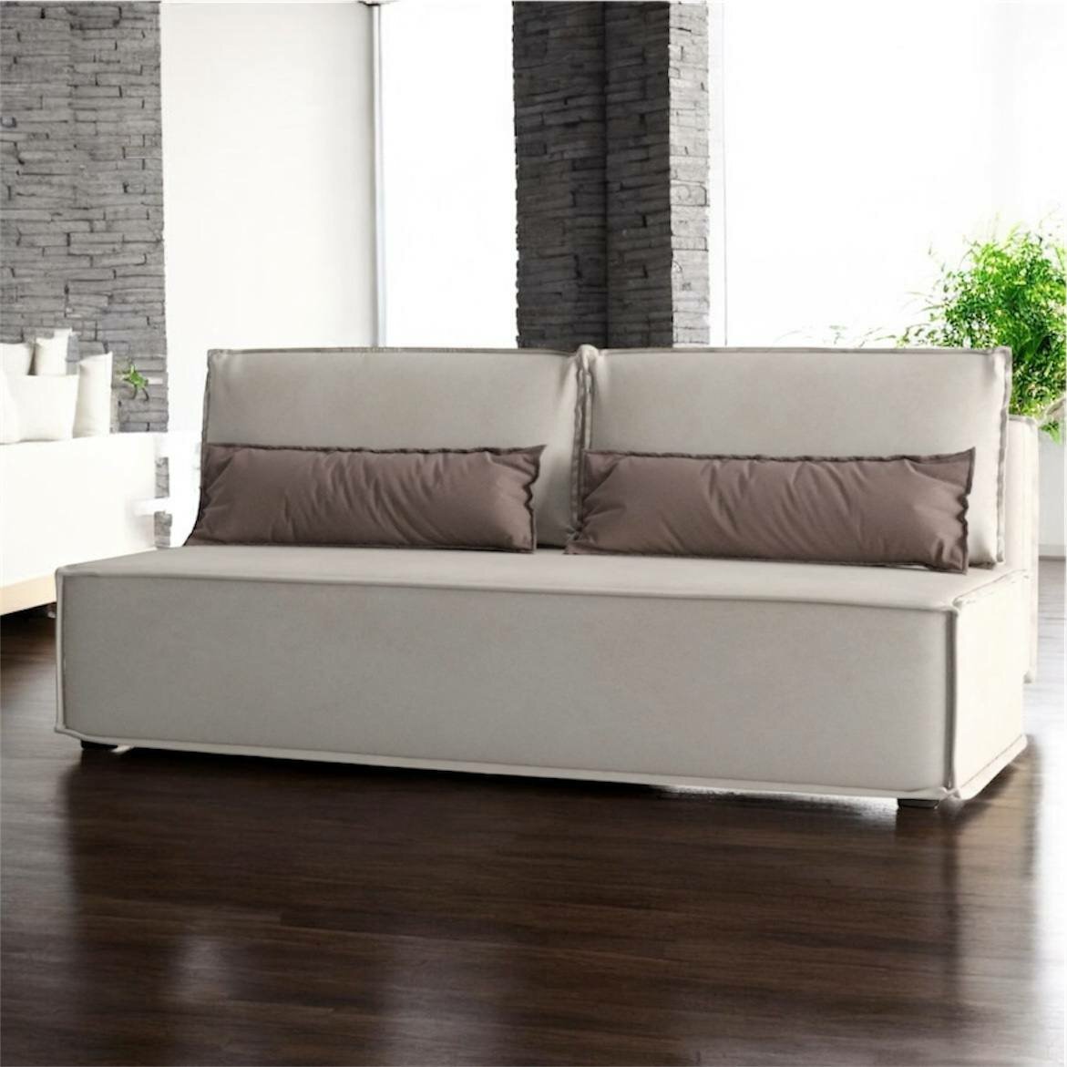 Диван-кровать Loft Light, Независимый пружинный блок, Антивандальный велюр, Механизм еврокнижка, Для Дома, Цвет бежевый