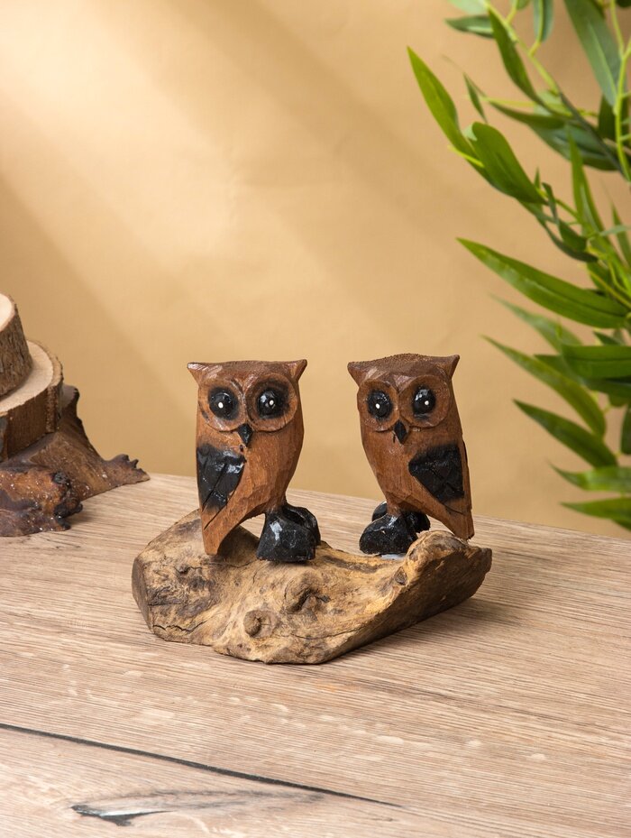 Сувенир интерьерный «Совушки», 15×9×14 см, дерево