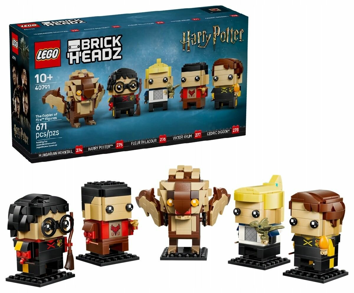Конструктор LEGO BrickHeadz Harry Potter - Минифигурки Кубок огня Гарри Поттер, Седрик Диггори, Виктор Крам, Флёр Делакур, Венгерский хвосторог - Лего 40791