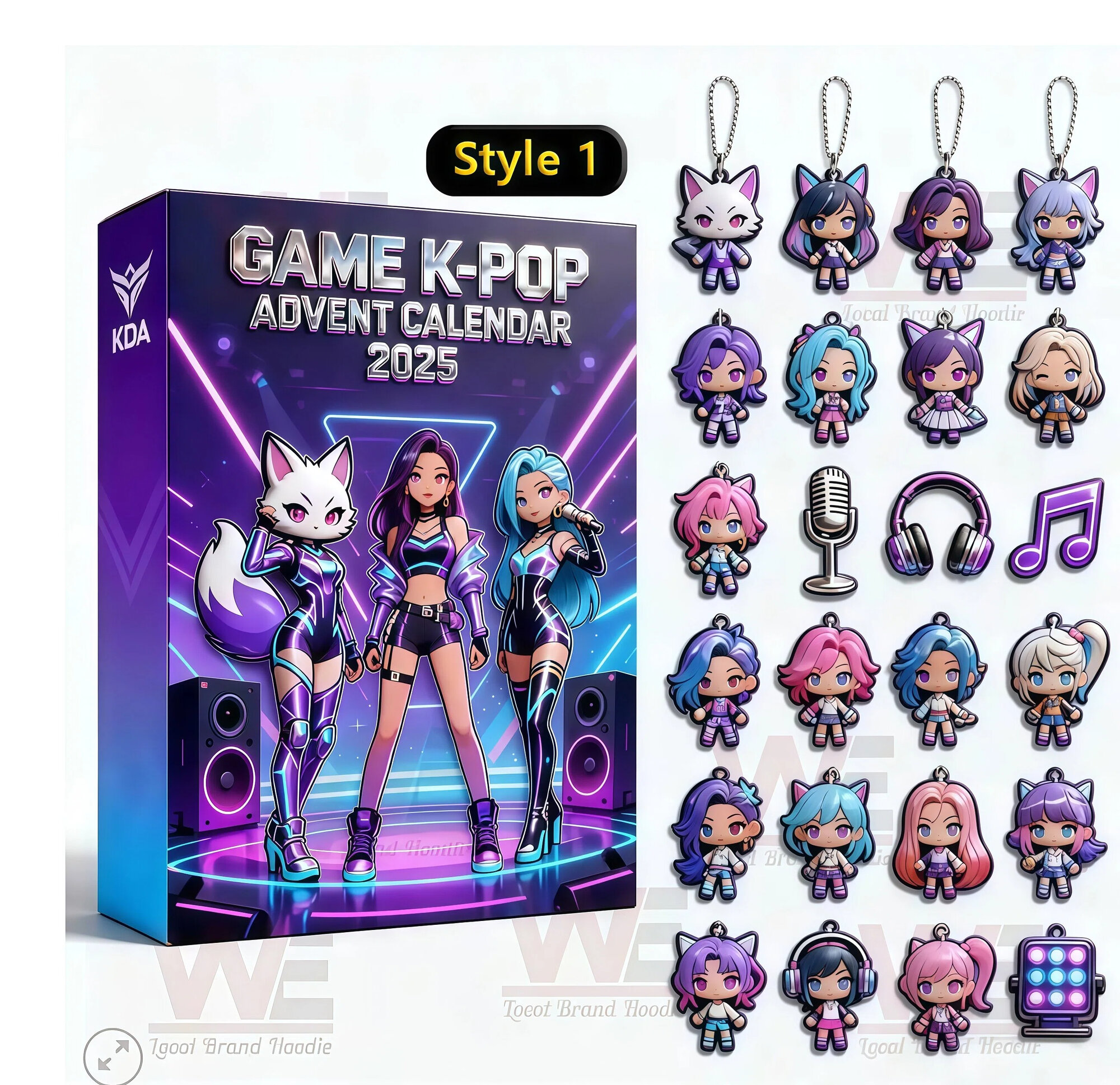 KPop Охотники на демонов Адвент-календарь 2025 - Слепой бокс с акриловыми подвесками для рождественской елки и коллекционирования