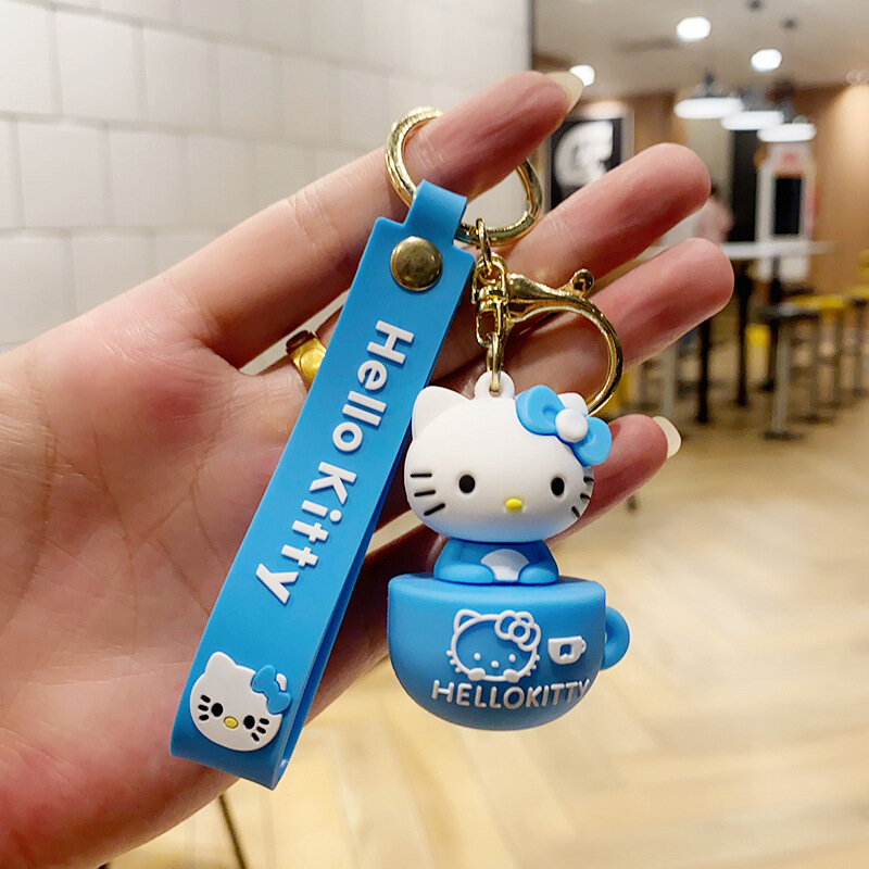 Брелок Hello Kitty, рюкзак Sanrio Hello Kitty для школьников, женский кулон, брелок для ключей, KT cat blue.