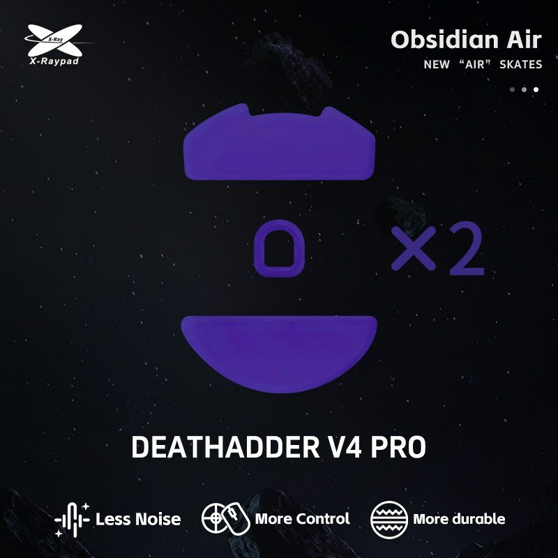 Ножки для мыши (глайды) X-raypad Obsidian Air для Razer DeathAdder V4 Pro, комплект из 2-х наборов