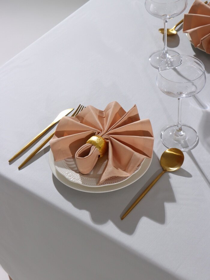 Набор салфеток с декоративными кольцами Этель Beige pleasure, 40×40 см-2 шт, 100% хлопок, саржа 190 г/м²