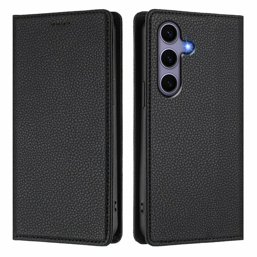 Кожаный книжка чехол для Samsung Galaxy S25 FE (Самсунг Галакси С25 ФЕ, S25FE) с визитницей и RFID-блокировкой