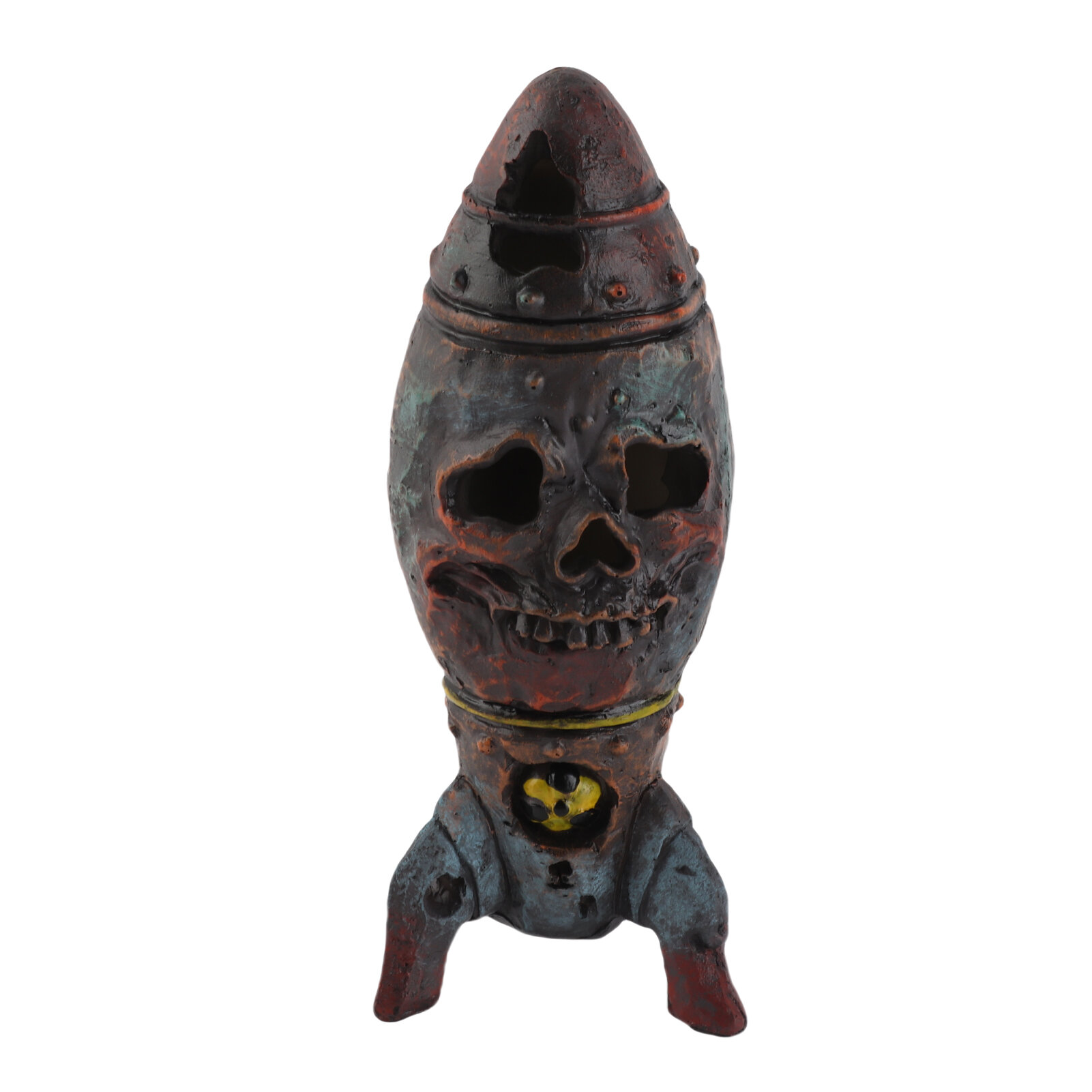 Небольшая декоративная ядерная боеголовка с граффити и ядерными символами, фигурка скелета-бомбы из смолы, реквизит для Хэллоуина.