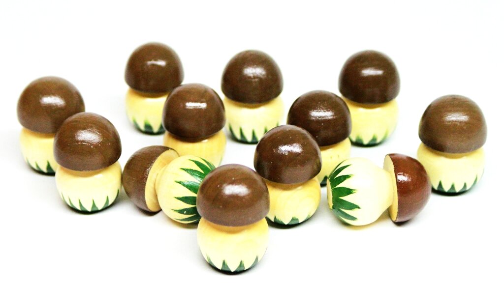 Счетный материал Нескучные Игры "Грибы", 10 штук, дерево, 10 см x 3 см