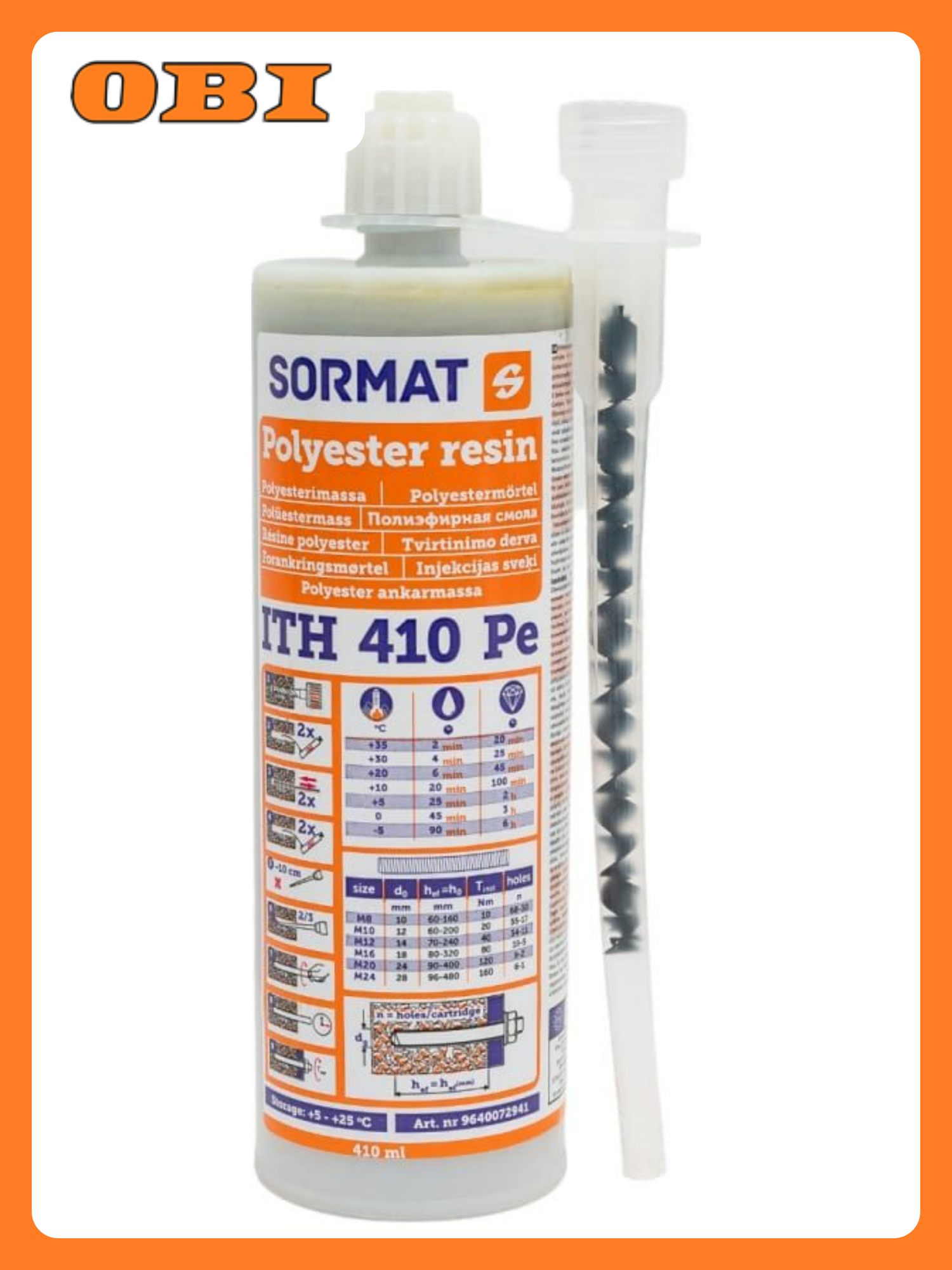Химический анкер SORMAT ITH 410 PE, для пустотелых конструкций, 300мл