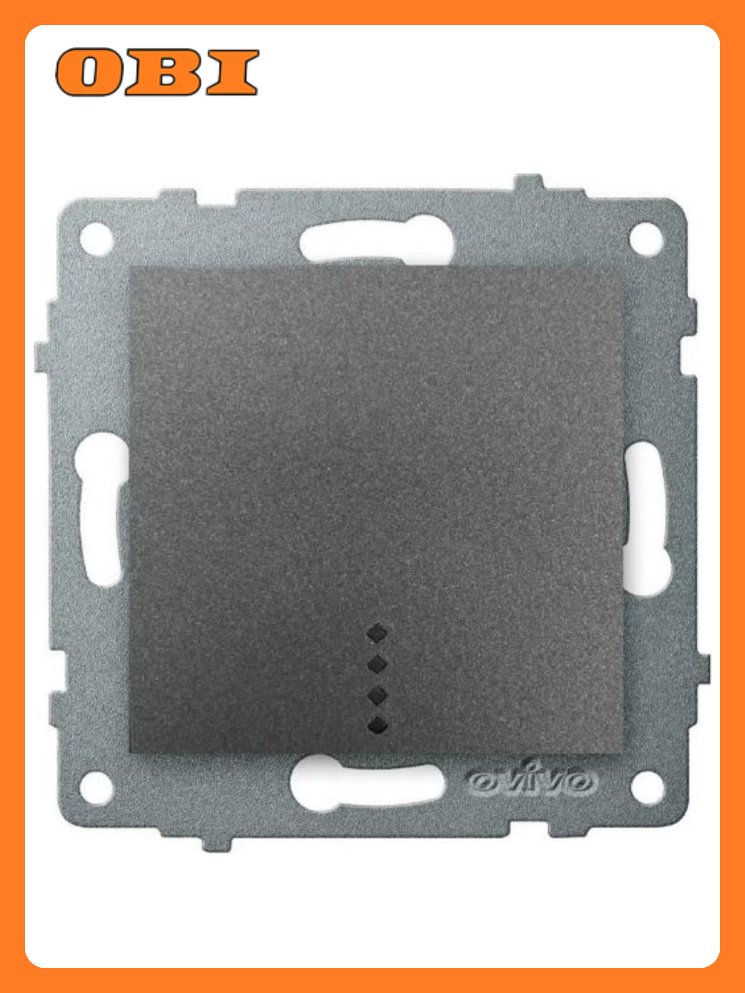 Выключатель OVIVO, одноклавишный, с подсветкой, дымчатый, встраиваемый, IP20