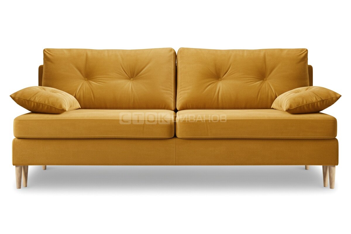 Диван Сток Диванов Порто Mustard горчичный, механизм пантограф, на ножках
