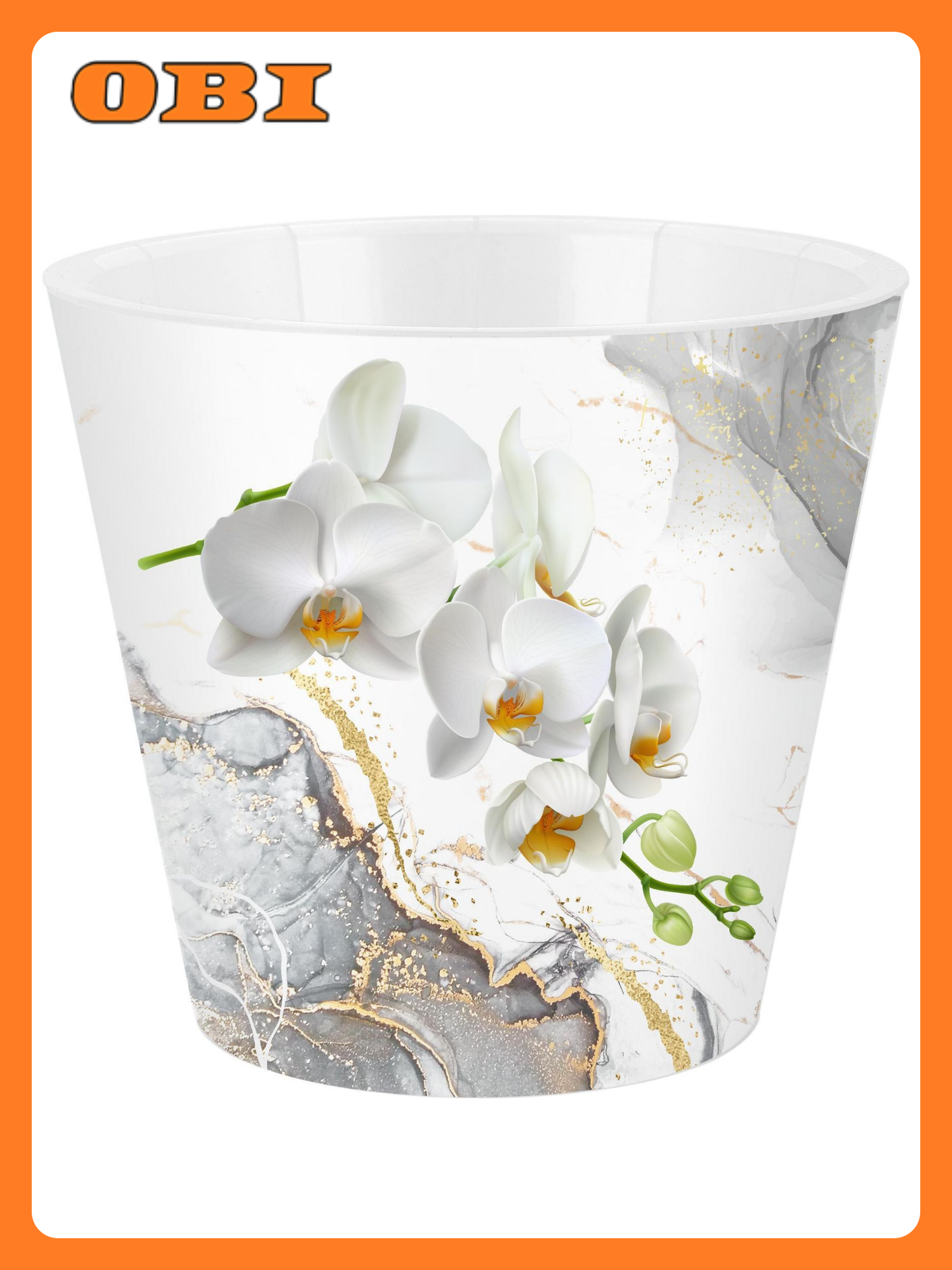 Горшок для цветов InGreen London Orchid Deco D160 мм, 1,6 л белая орхидея