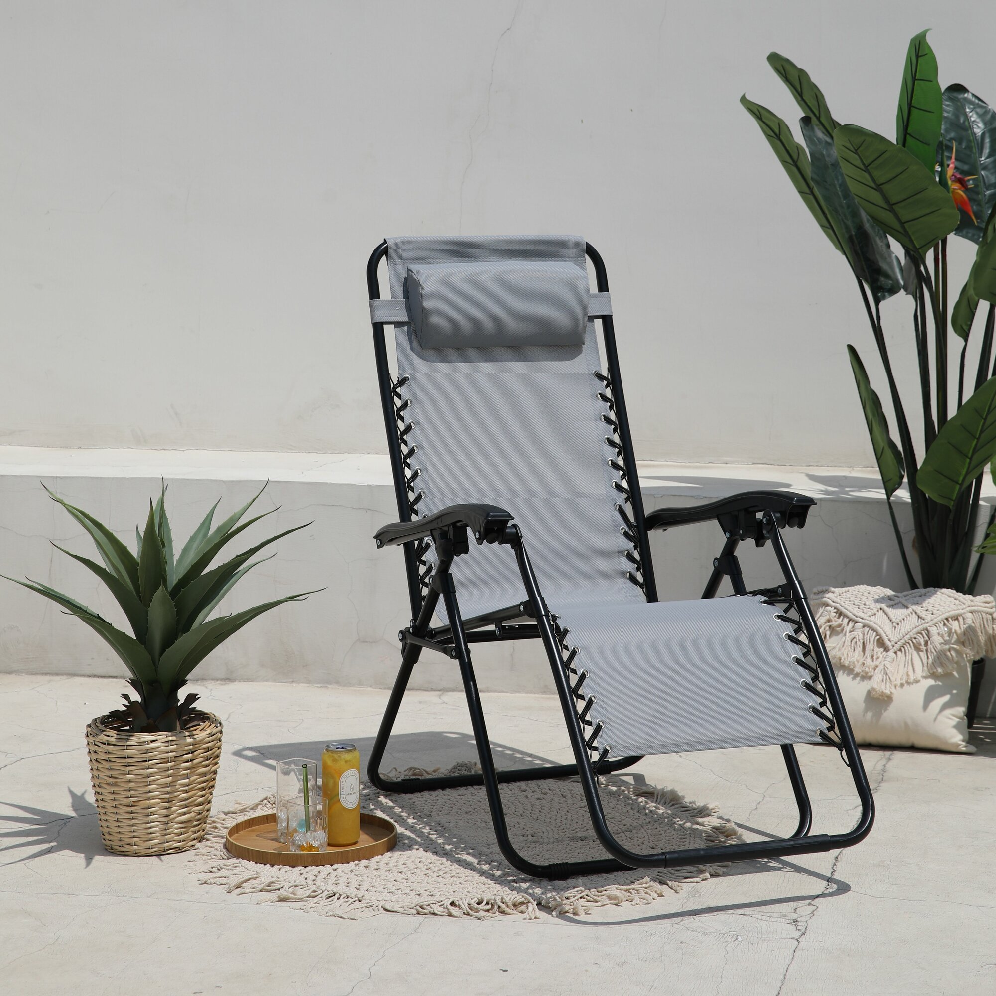 Кресло садовое Relax, складное, металлическое, текстильное, серый