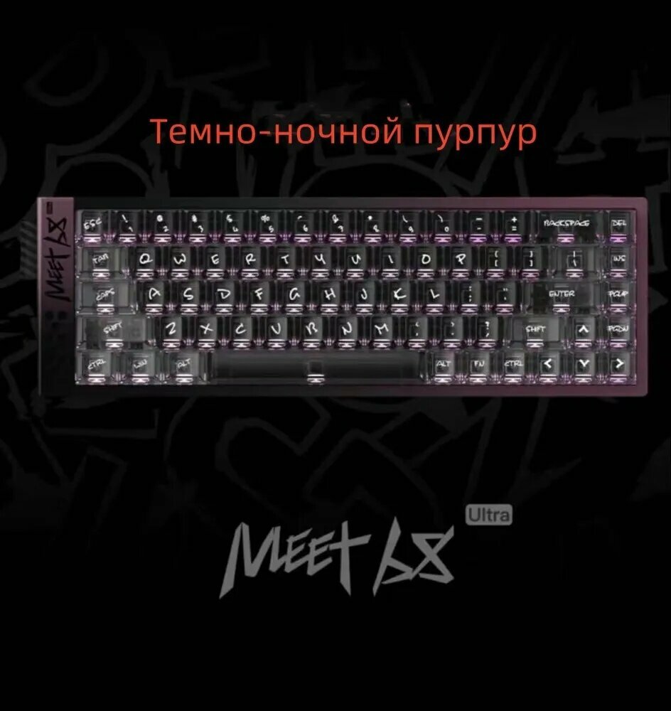 Клавиатура проводная Mikit Игровая клавиатура проводная Meet68 Ultra/Английская раскладка, Темно-ночной пурпур/Omega zero boundary magnetic axis, Английская раскладка, пурпурный