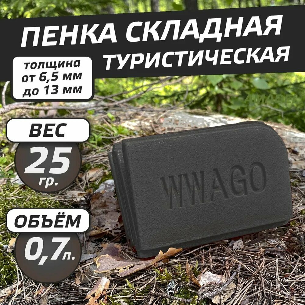 Сидушка туристическая, пенка складная туристическая, черный