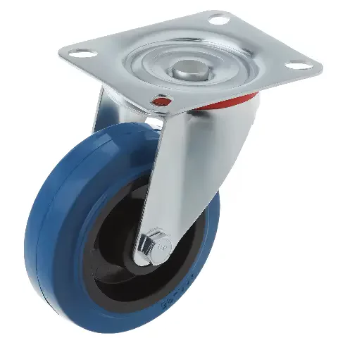 Ролик промышленный эластичная синяя резина ZipFit SRCL42 с платформой поворотный d100-130кг