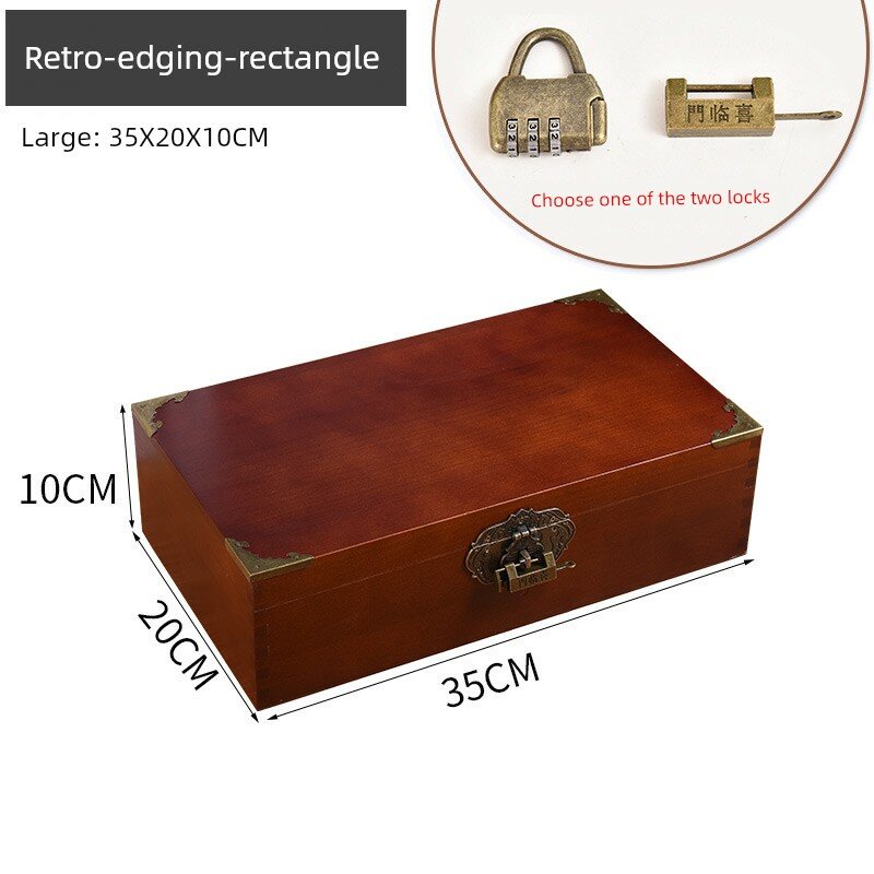 Деревянный сундук из массива дерева с замком, винтажный прямоугольный ящик для хранения, большой деревянный контейнер с