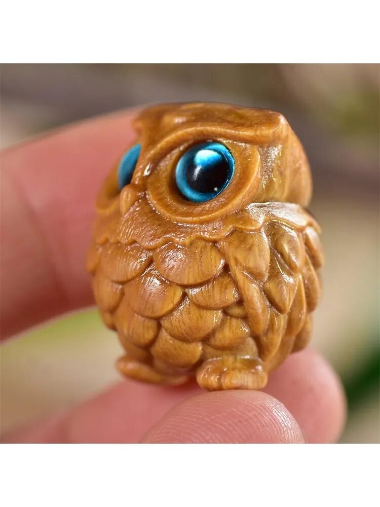 Зеленая сандаловое дерево резная милая сова