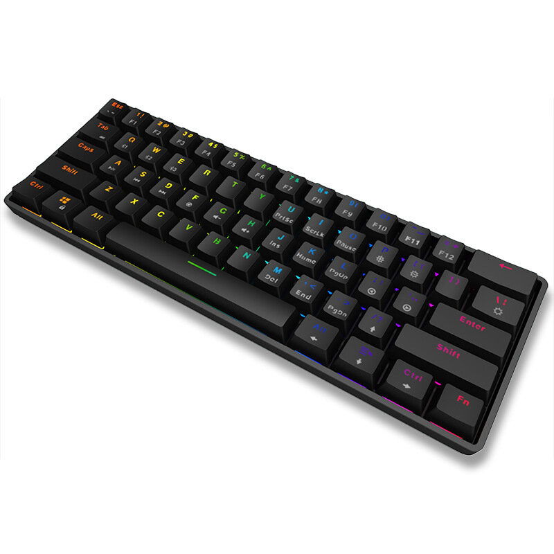 Bluetooth 5.0 Двойная мода механическая клавиатура с переключателями Cherry MX Tea, RGB-подсветка, 61 клавиша,