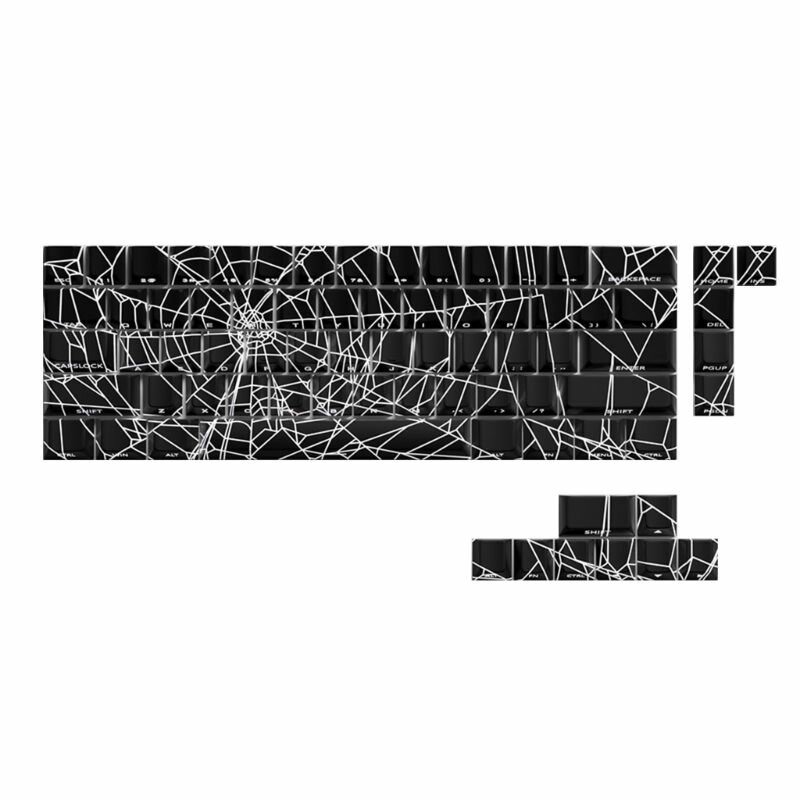 74 клавиши, полупрозрачный колпачок с боковой гравировкой в виде паутинки