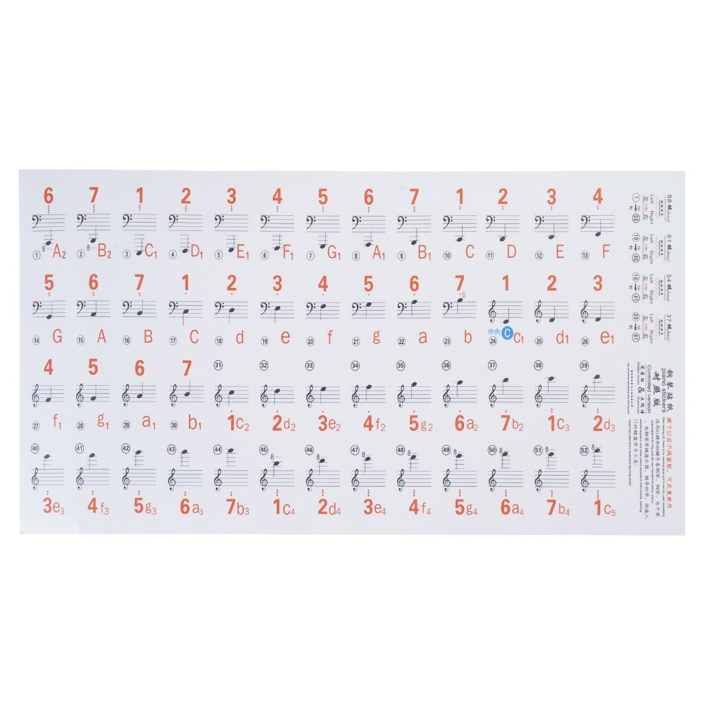 Прозрачные Наклейки на Клавиатуру Пианино Наклейка Для Заметок На Клавиатуре Пианино Наклейка На Клавиши Пианино Наклейка на Пианино для 88/61/54/49/37 Клавиш