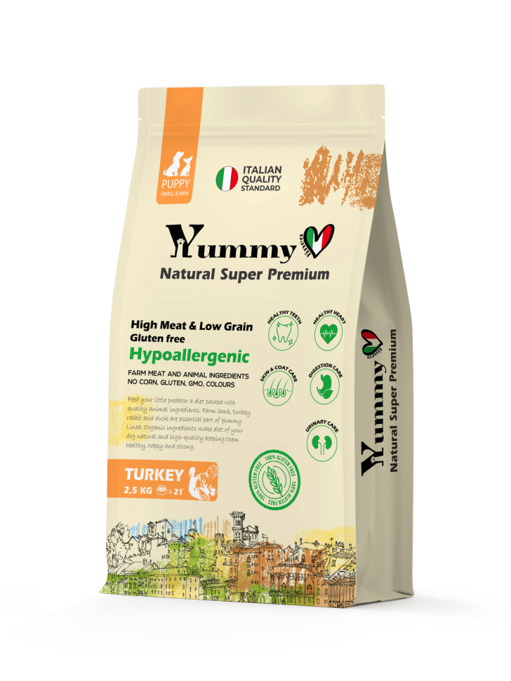 Сухой корм Yummy Linea для щенков малых и миниатюрных пород с индейкой - 2,5 кг